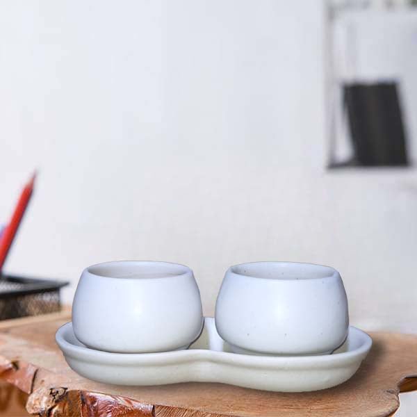 Buy 2.5 inch (6 cm) Round Ceramic 2 Pot Set with Plate online from ...