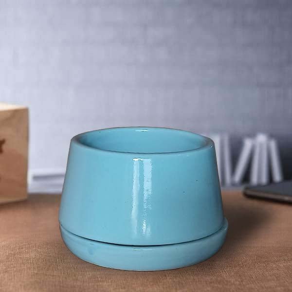 Buy 5 inch (12 cm) U Shape Ceramic Pot with Plate online from ...