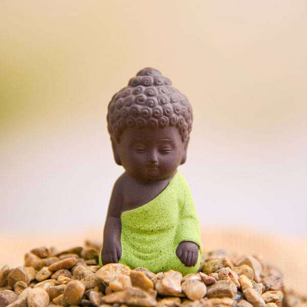 Buy Meditating buddha ceramic miniature garden toy (Parrot Green, Matt ...