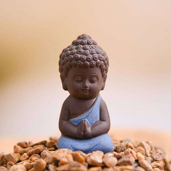 Buy Praying buddha ceramic miniature garden toy (Blue, Matt Finish) - 1 ...