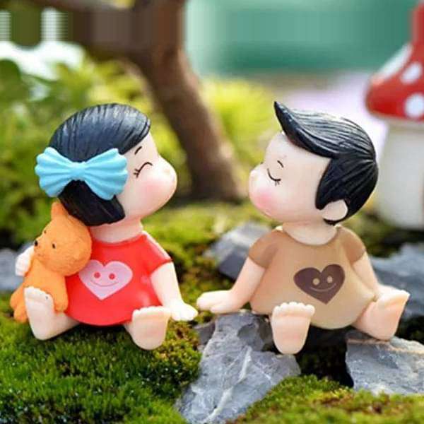 Buy Toddler couple plastic miniature garden toys (Red, Brown)- 1 Set ...