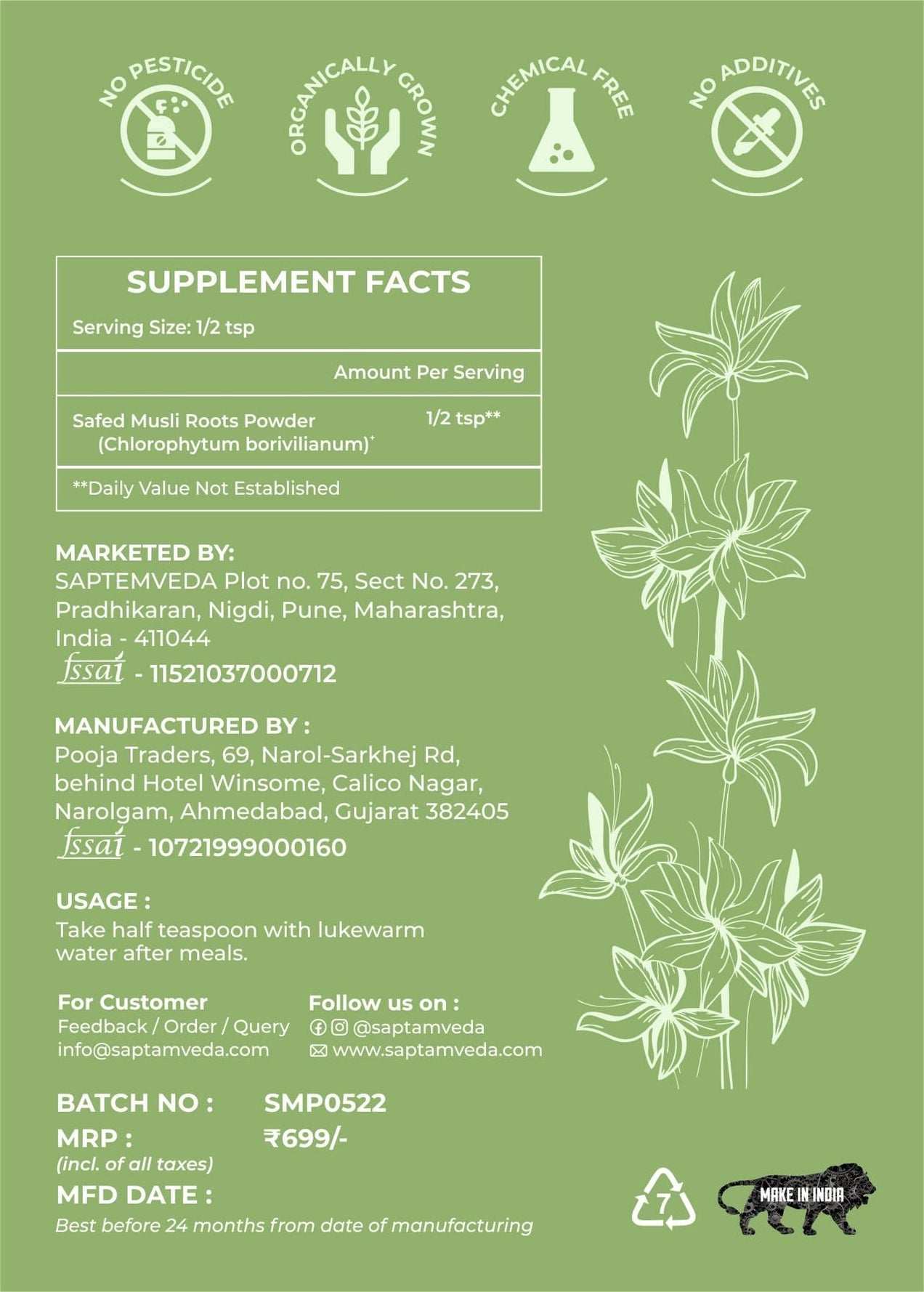 Buy Safed Musli Powder - 150 g online from Nurserylive at lowest price.